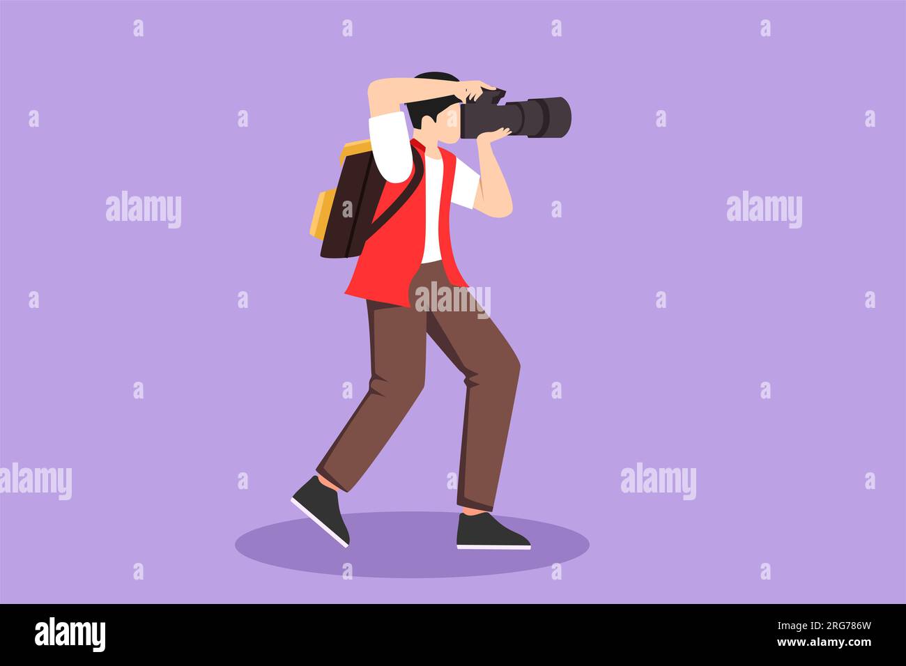 Graphic flat design drawing stylized photographer aiming target photo ...