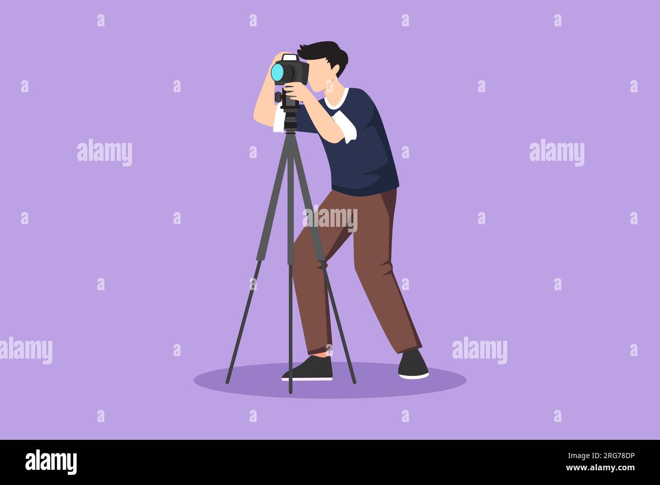 Character flat drawing stylized professional photographer with camera ...