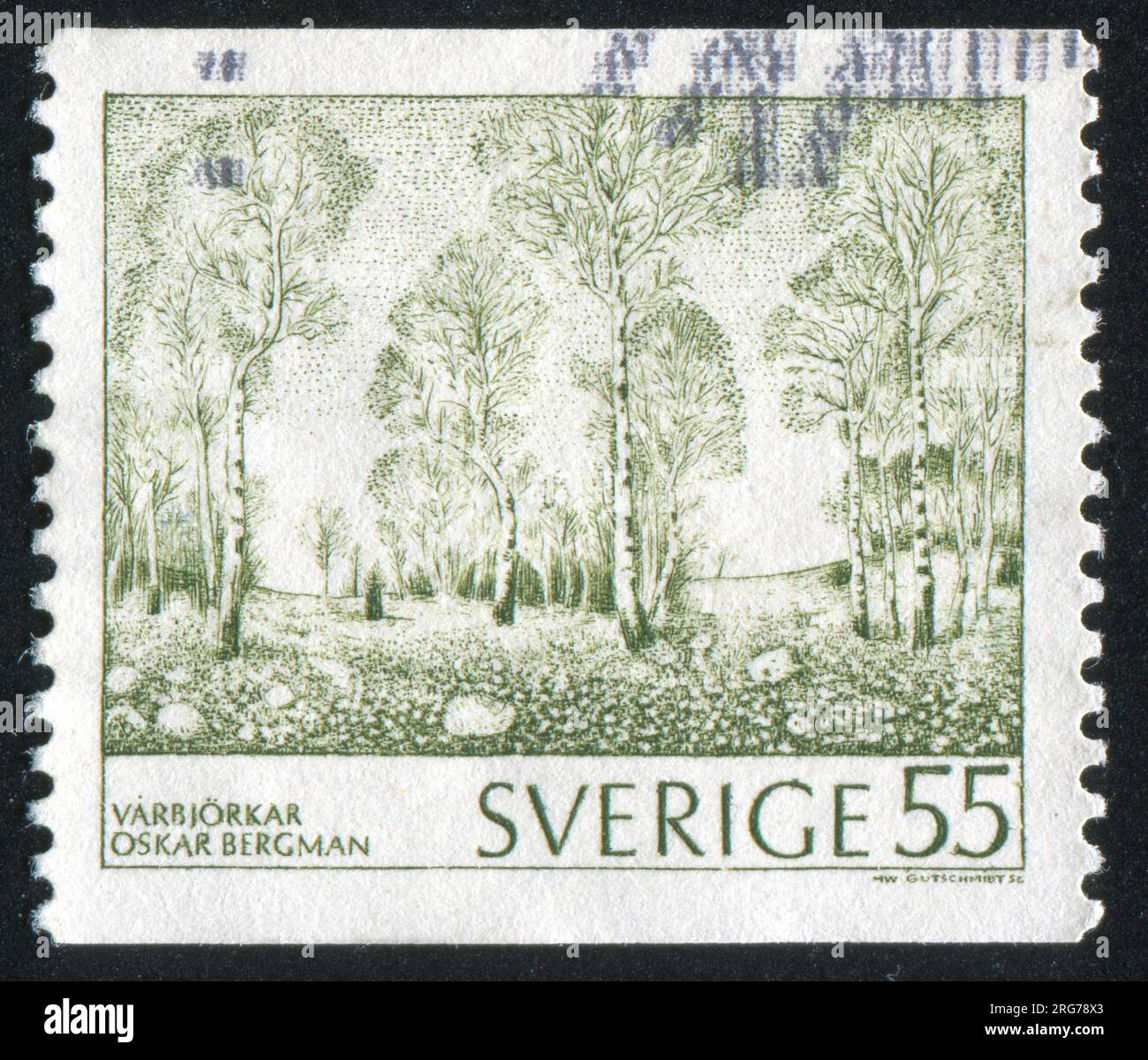 SWEDEN - CIRCA 1972: stamp printed by Sweden, shows Spring Birches, by ...