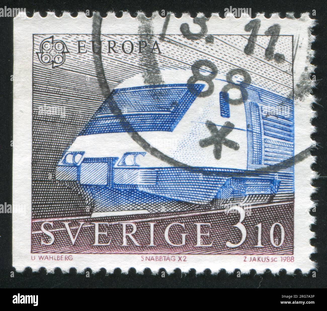 SWEDEN - CIRCA 1988: stamp printed by Sweden, shows X2 high speed train ...