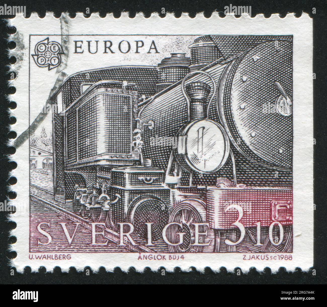 SWEDEN - CIRCA 1988: stamp printed by Sweden, shows Steam locomotive ...