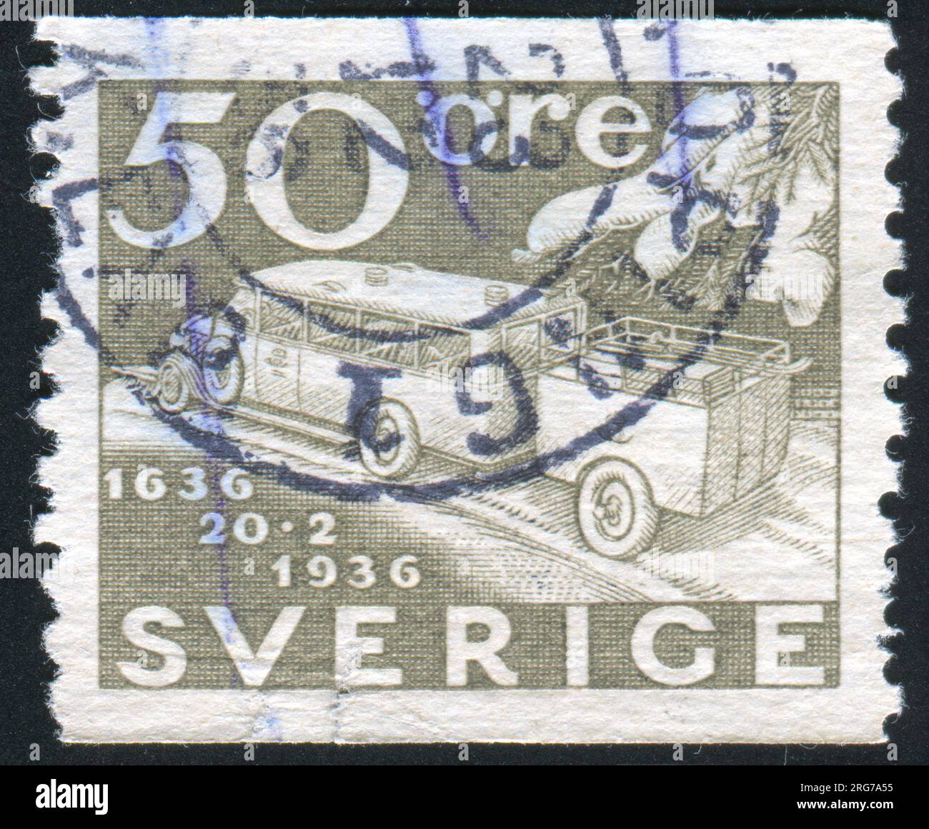 SWEDEN - CIRCA 1936: stamp printed by Sweden, shows Mail Truck and ...
