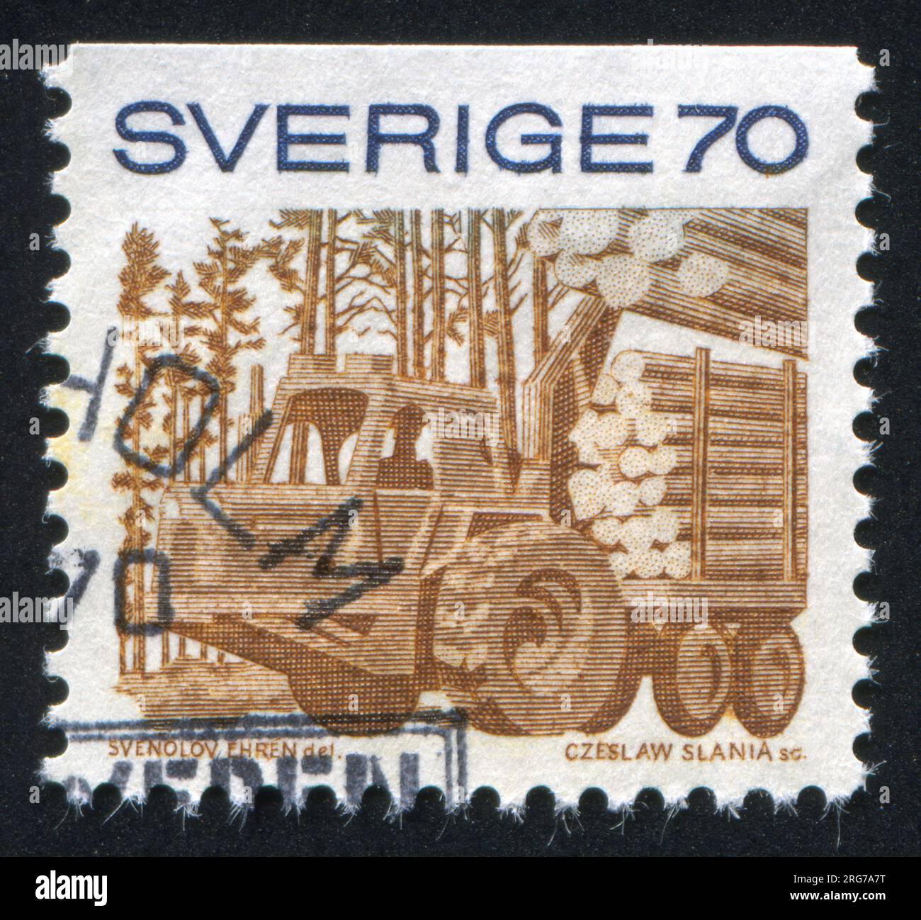 SWEDEN - CIRCA 1970: stamp printed by Sweden, shows Timber Industry ...
