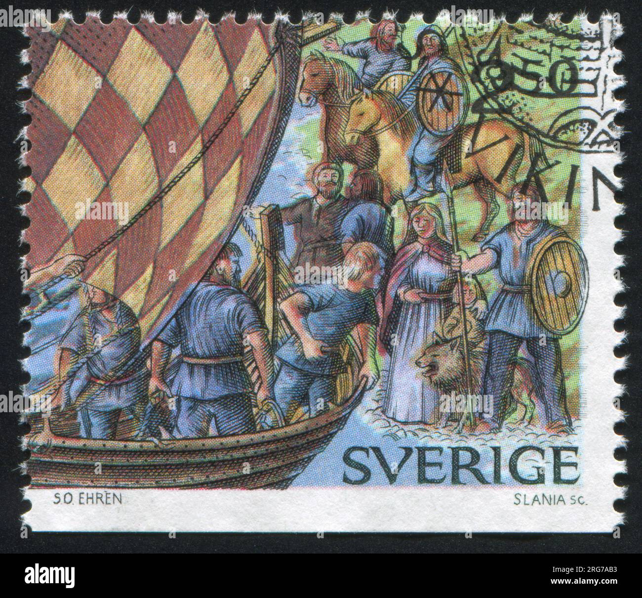 SWEDEN - CIRCA 1990: stamp printed by Sweden, shows Viking longship ...
