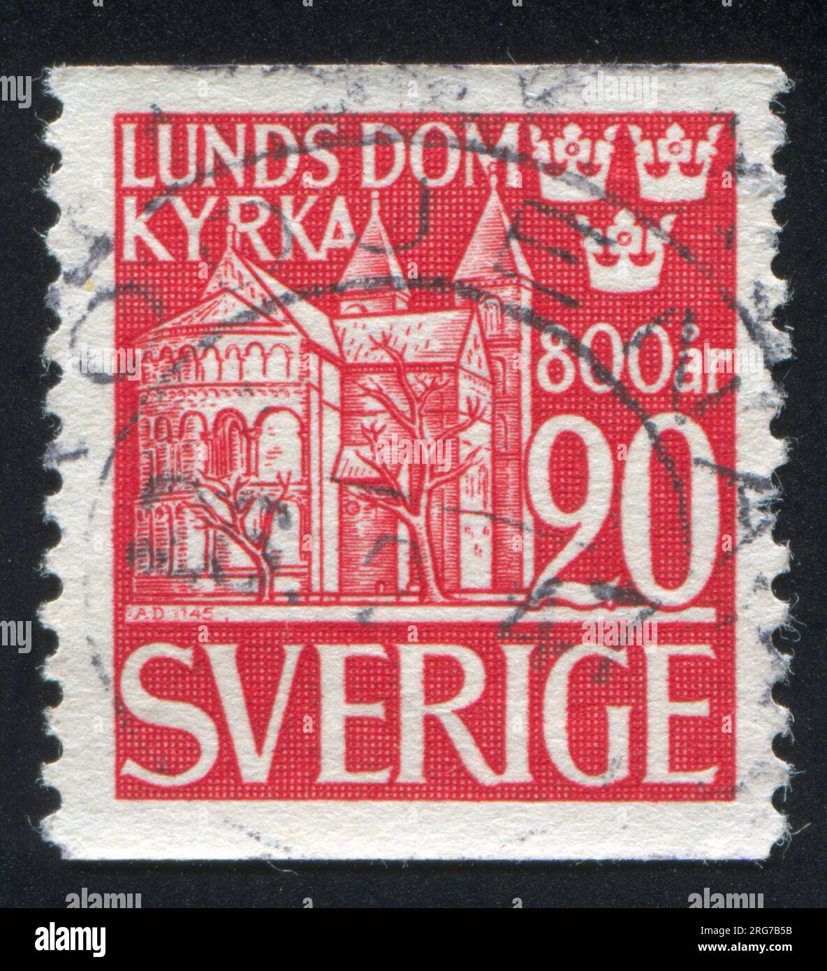 SWEDEN - CIRCA 1946: stamp printed by Sweden, shows Lund Cathedral ...
