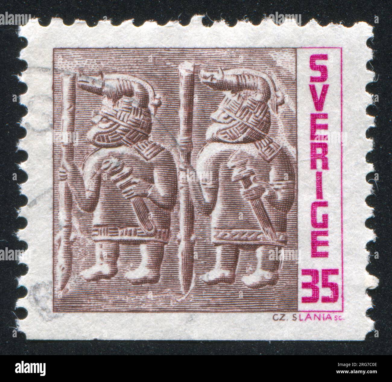 SWEDEN - CIRCA 1967: stamp printed by Sweden, shows Two warriors with ...