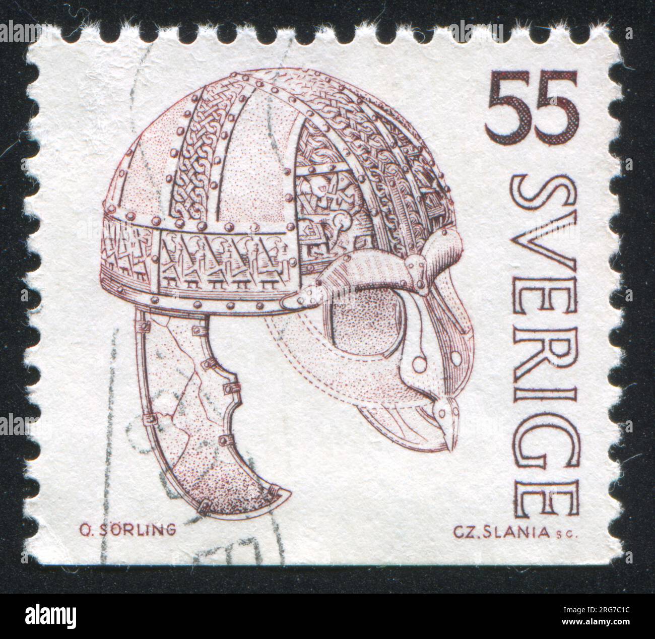 SWEDEN - CIRCA 1975: stamp printed by Sweden, shows Iron helmet, circa ...