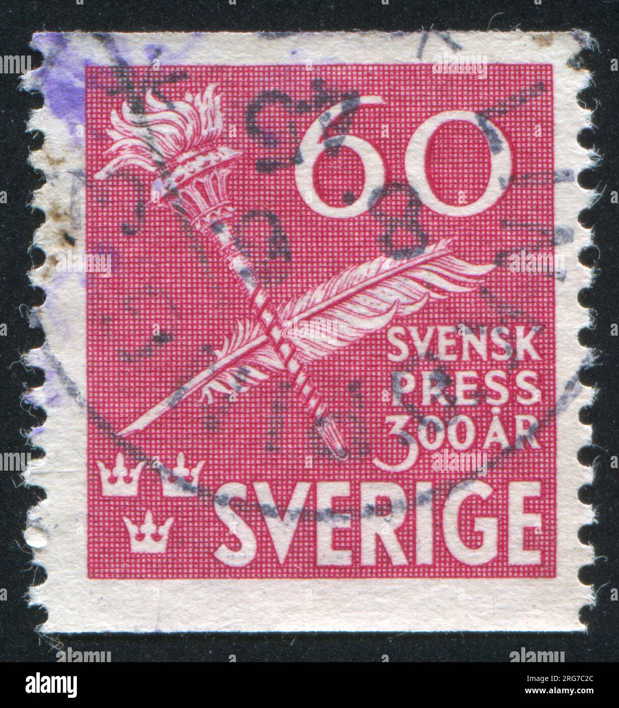 SWEDEN - CIRCA 1945: stamp printed by Sweden, shows Torch and Quill pen ...