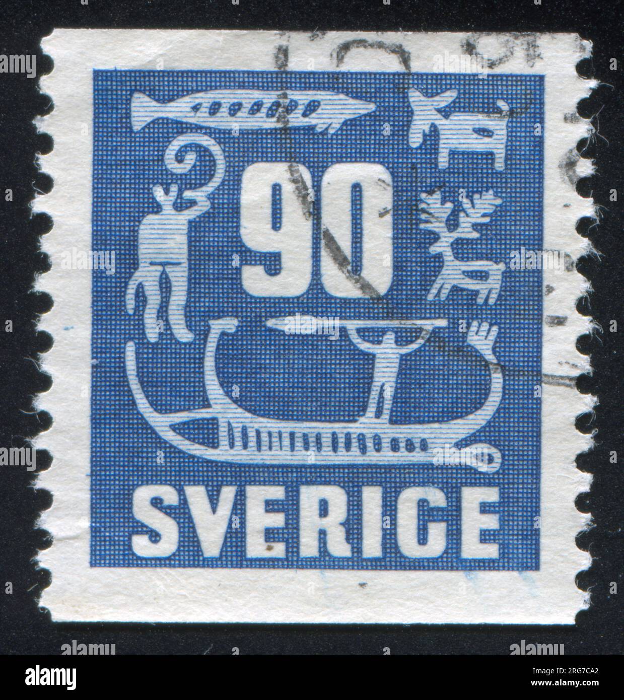 SWEDEN - CIRCA 1954: stamp printed by Sweden, shows Rock Carvings ...