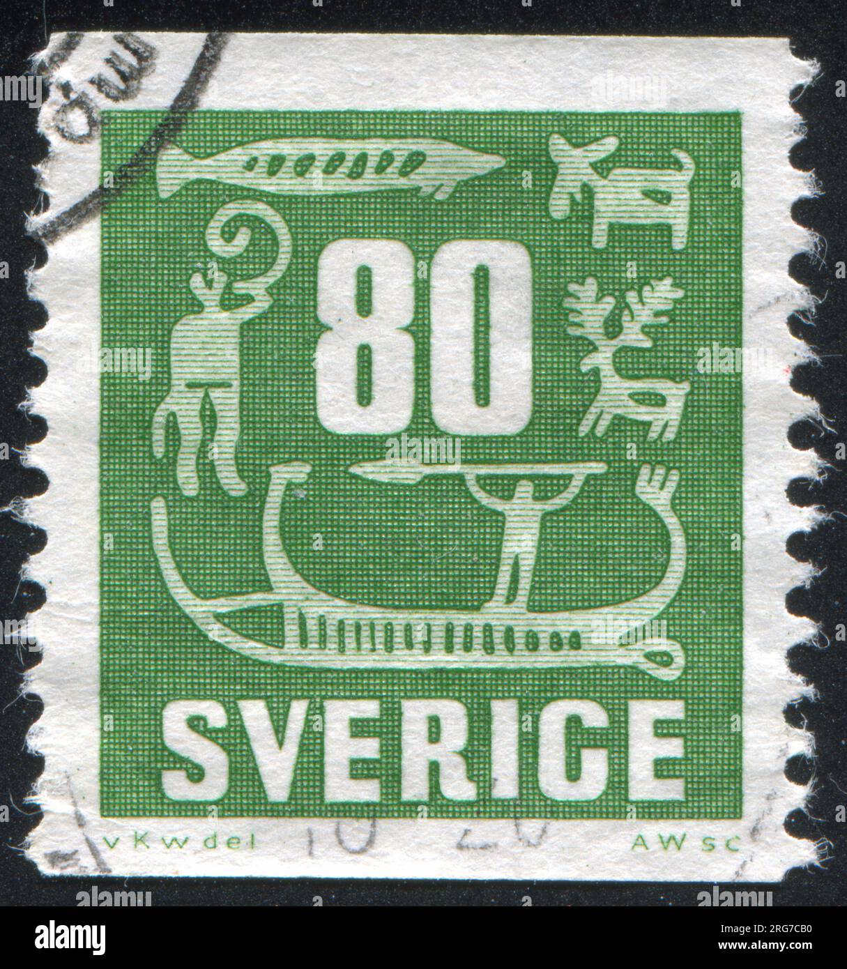 SWEDEN - CIRCA 1954: stamp printed by Sweden, shows Rock Carvings ...