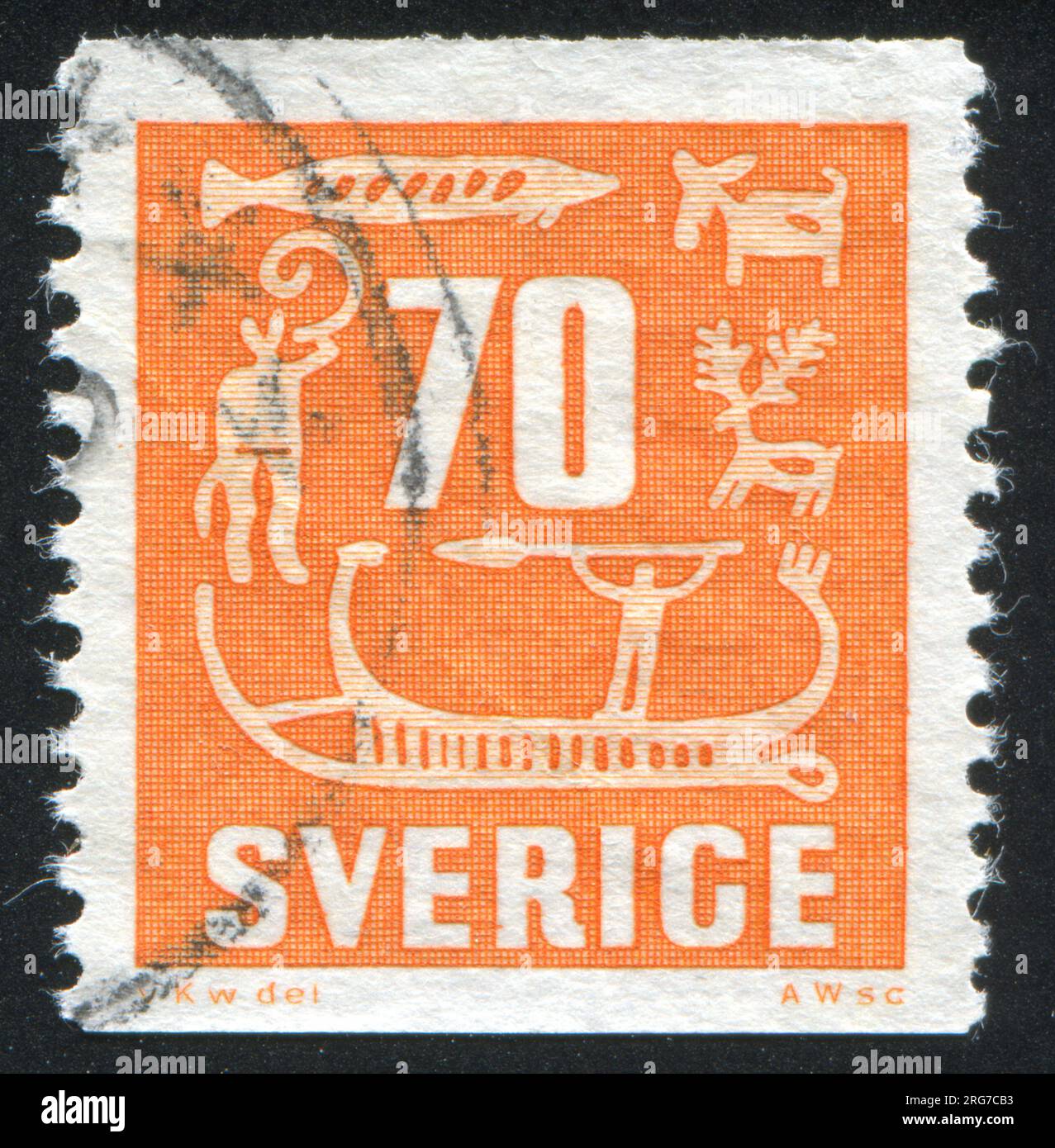 SWEDEN - CIRCA 1954: stamp printed by Sweden, shows Rock Carvings ...