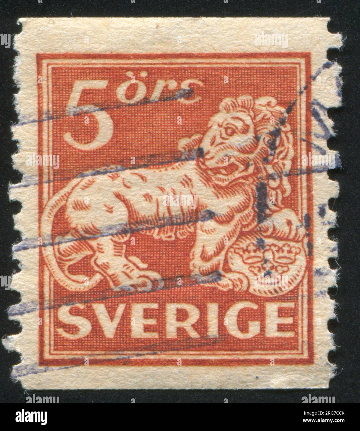 SWEDEN - CIRCA 1921: stamp printed by Sweden, shows Heraldic lion ...