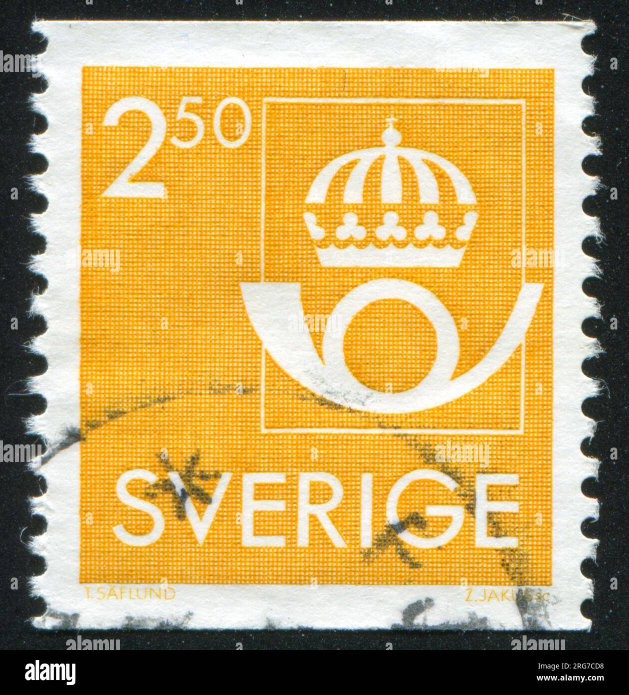SWEDEN - CIRCA 1985: stamp printed by Sweden, shows Crown and post horn ...