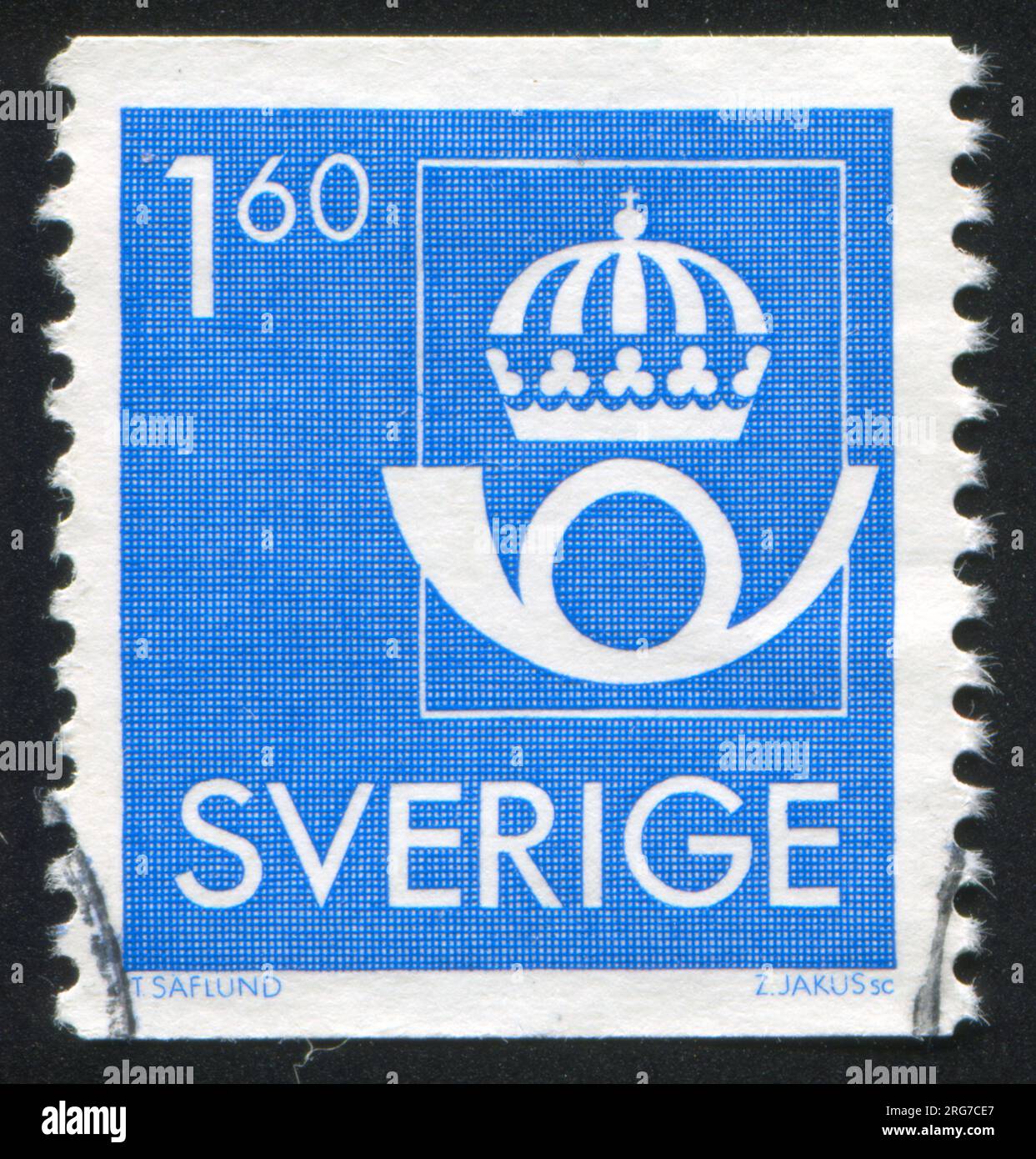 SWEDEN - CIRCA 1985: stamp printed by Sweden, shows Crown and post horn ...