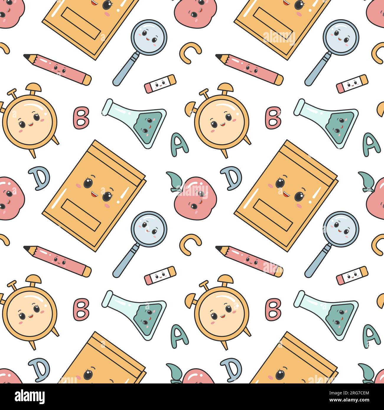 Happy Teacher Seamless Pattern Design Educational Style Elements in ...