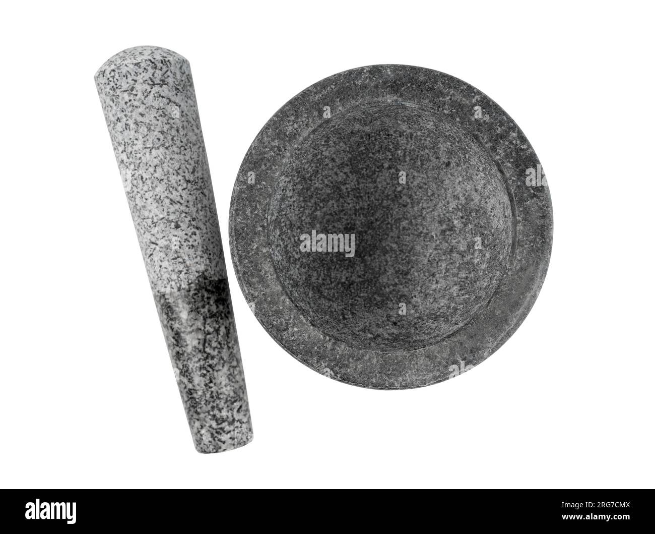 Top View of Mortar and Pestle isolated on white background, Saved ...