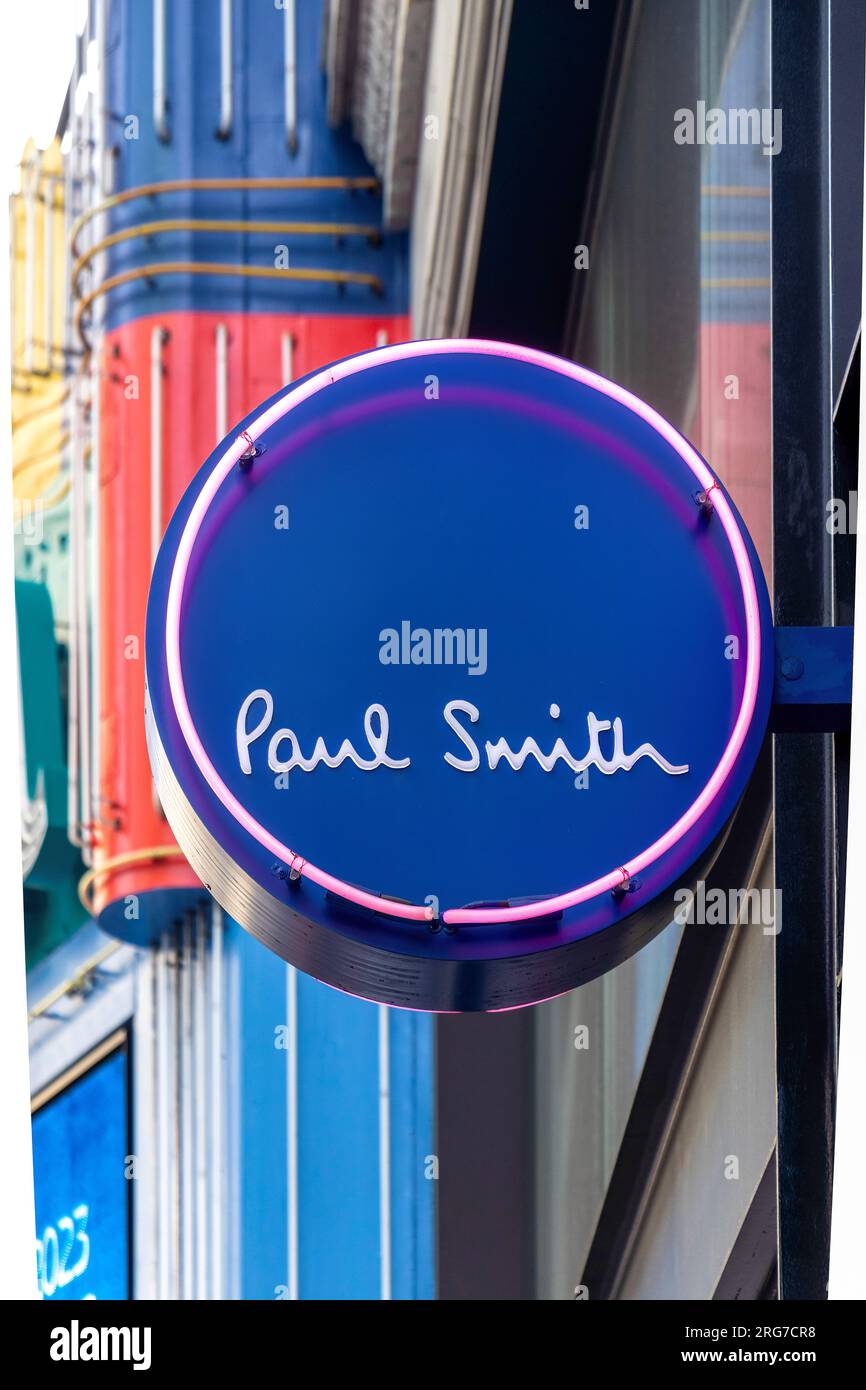 British retailer store roundel sign for iconic british fashion designer ...