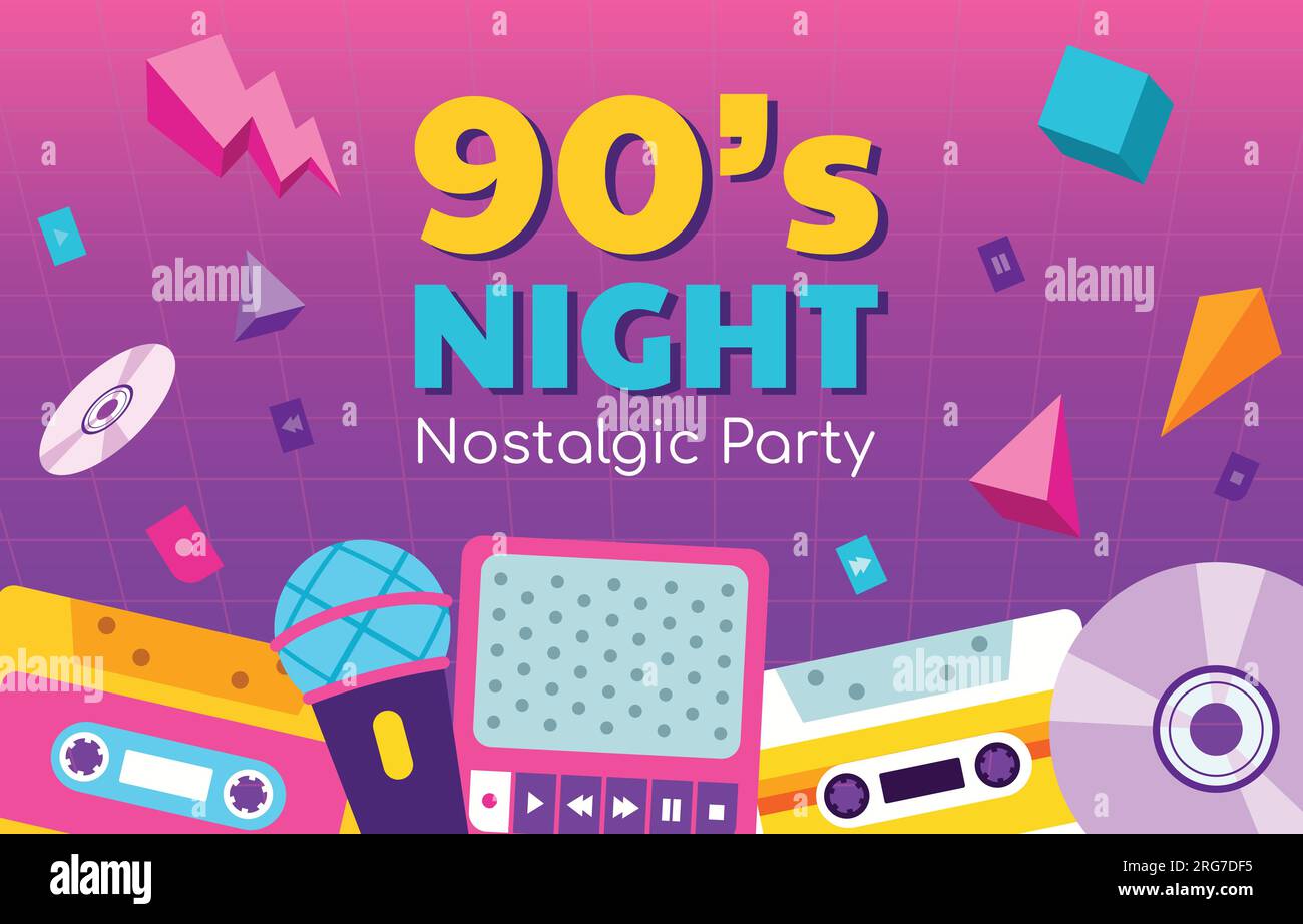 90s night nostalgic music party background design Stock Vector Image ...