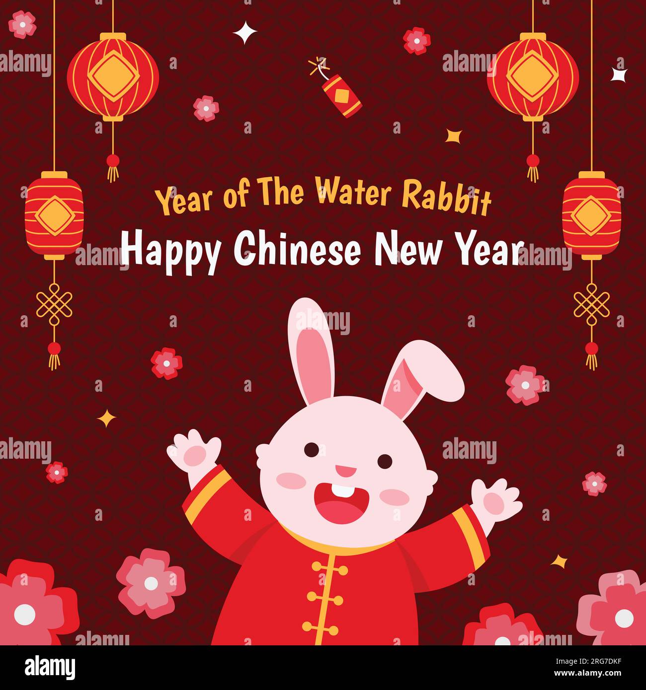 Rabbit cheering celebrating chinese new year event Stock Vector Image ...