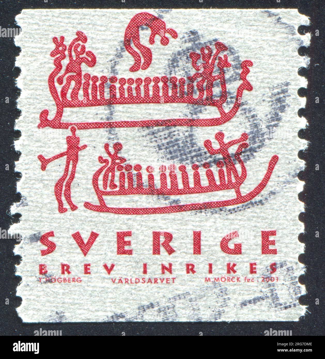 SWEDEN - CIRCA 2001: stamp printed by Sweden, shows Rock carvings of ...