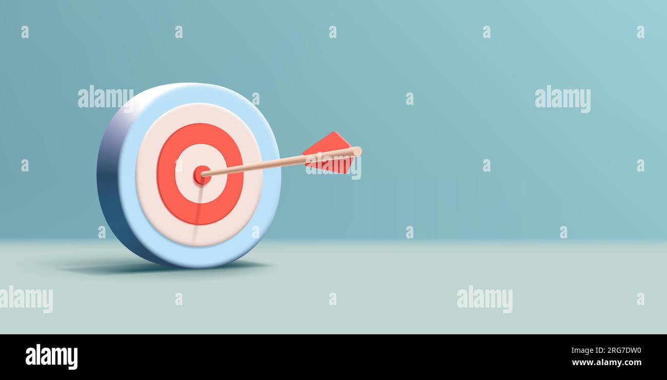 Targeting 3d render board, circles with arrow in 10 or bullseye, darts ...