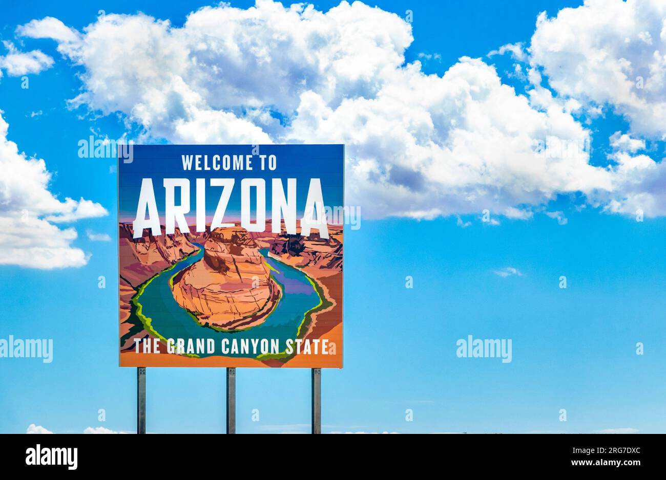 welcome to Arizona - the grand canyon state - road sign or hoarding at ...