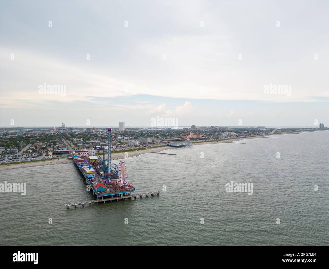 Aerial drone photo Galveston Island Historic Pleasure Pier Texas USA ...