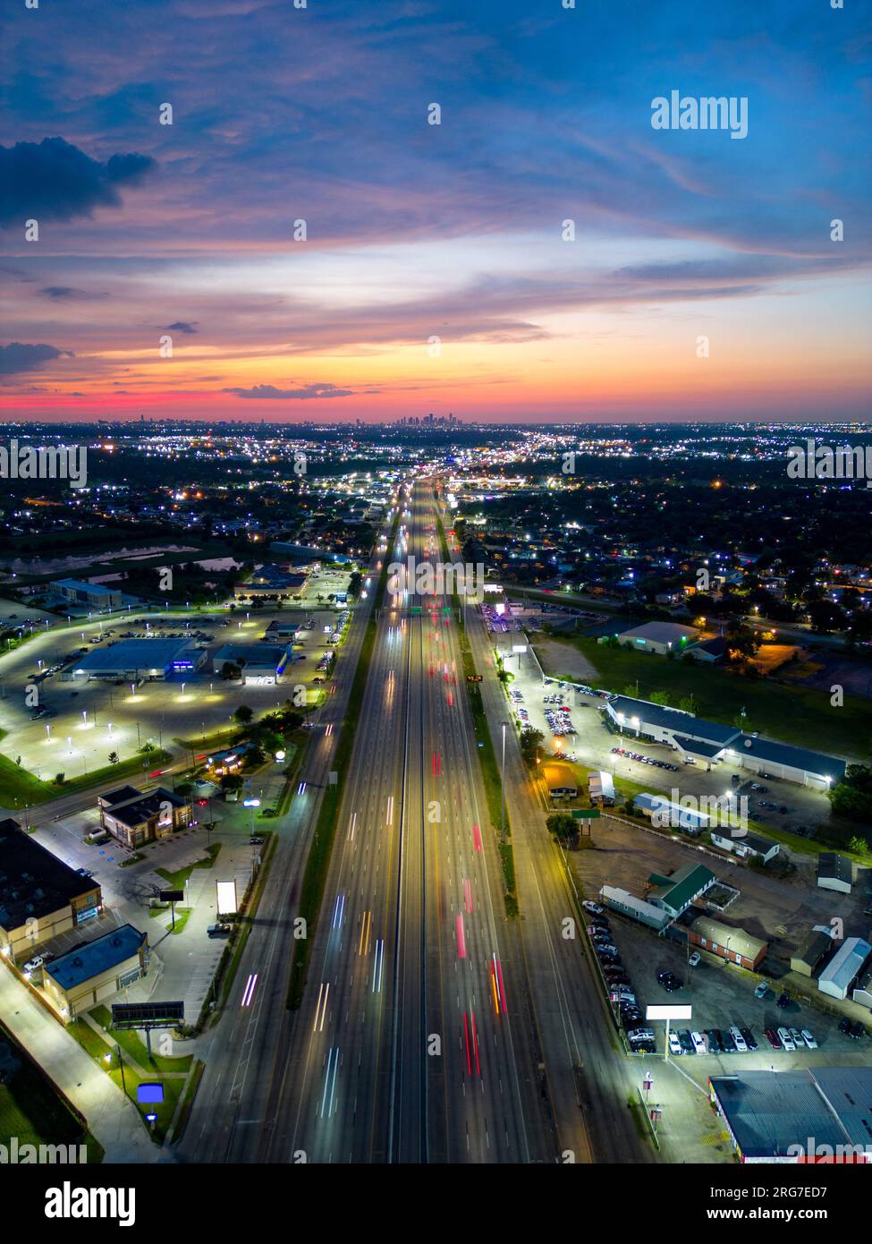 Aerial photo highway I45 heading into Downtown Houston Texas Stock ...