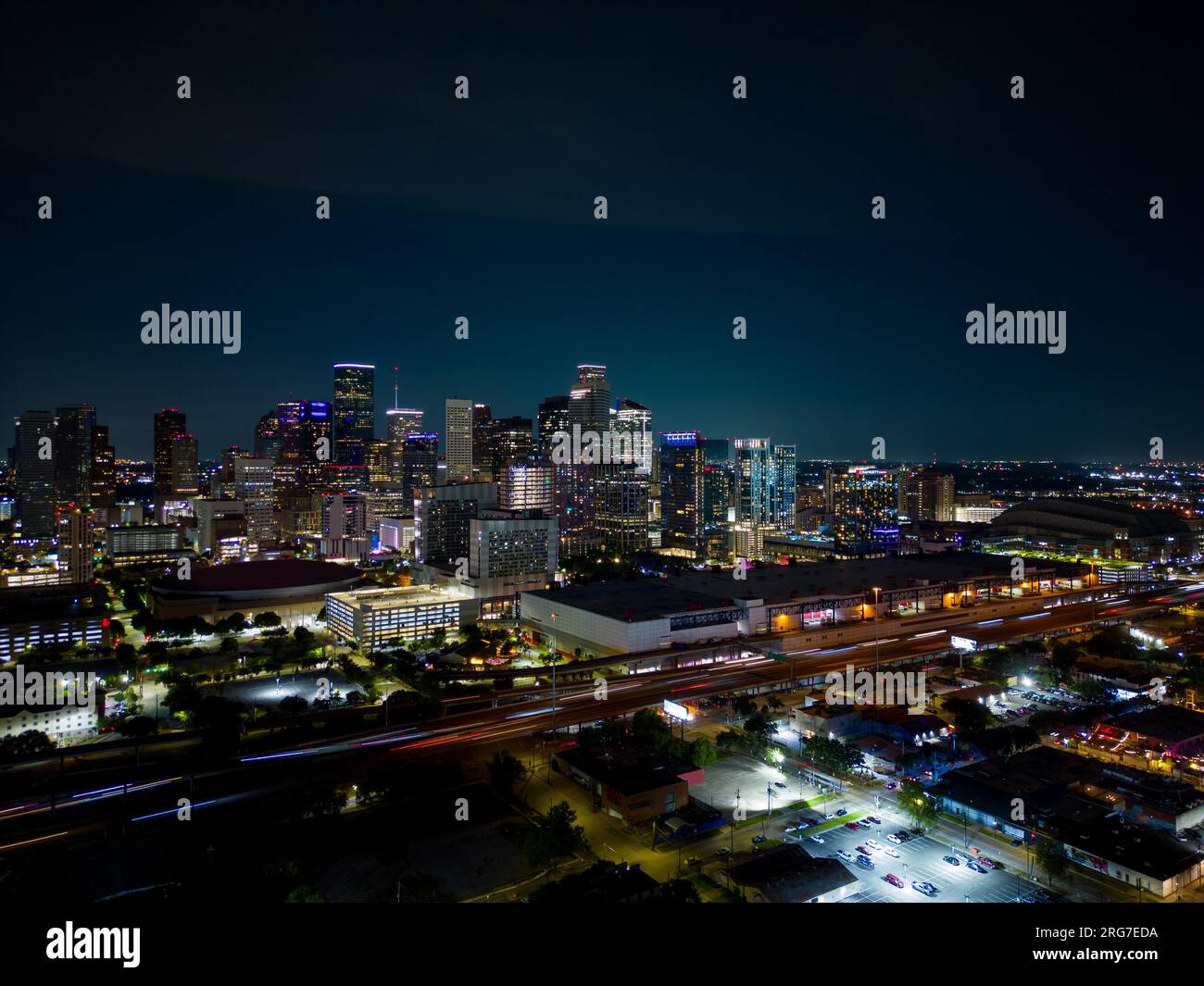 Houston Skyline At Night Aerial