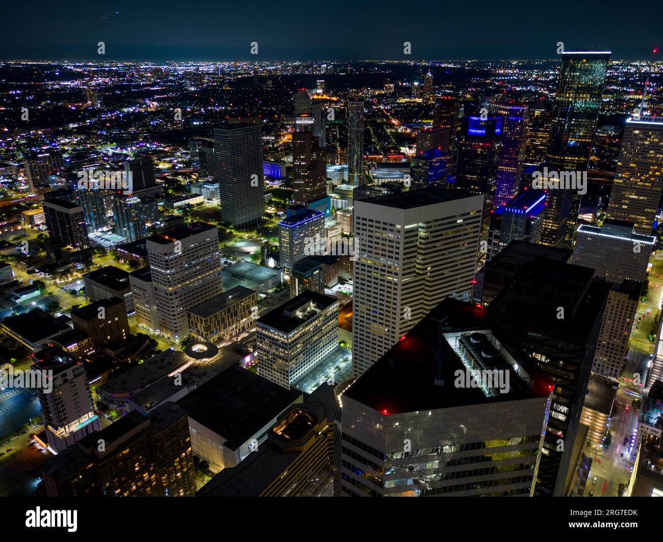 Houston night aerial hi-res stock photography and images - Alamy