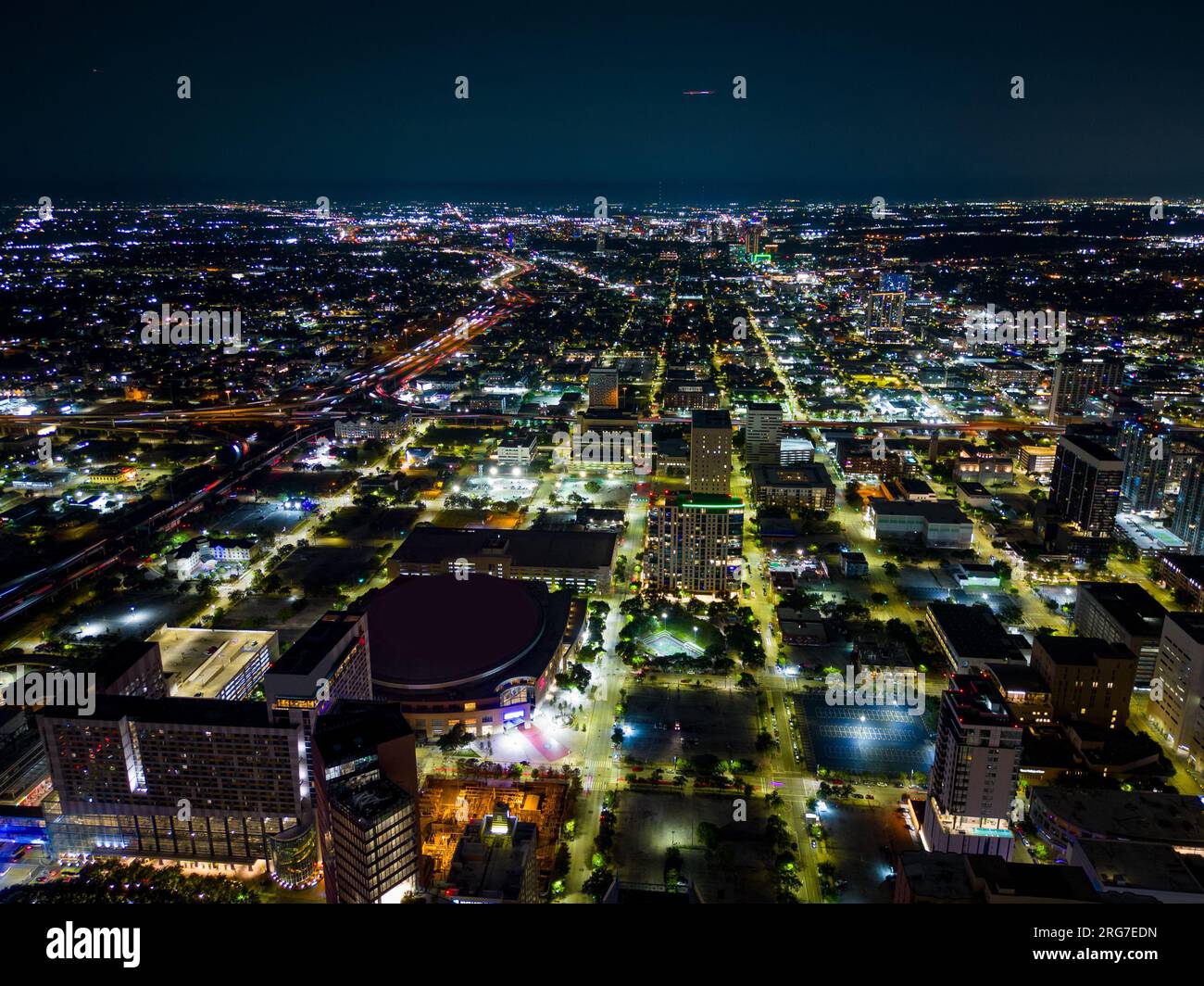 Houston Skyline At Night Aerial
