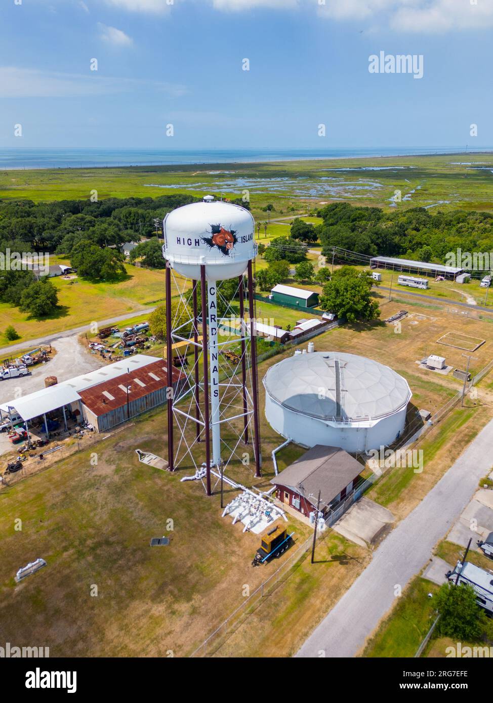 Aerial photo water tower of High Island Texas Stock Photo - Alamy