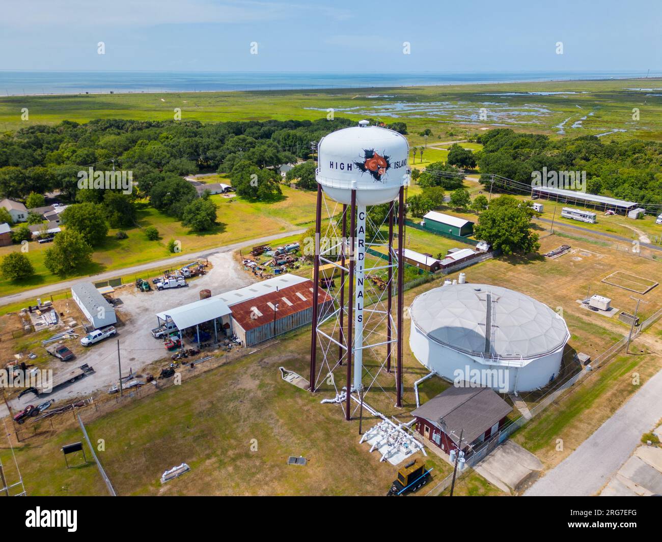 Aerial photo water tower of High Island Texas Stock Photo - Alamy