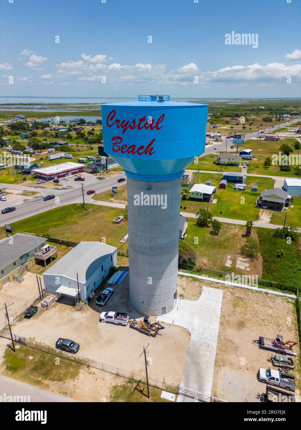 Aerial photo Crystal Beach Water Tower Texas Stock Photo - Alamy