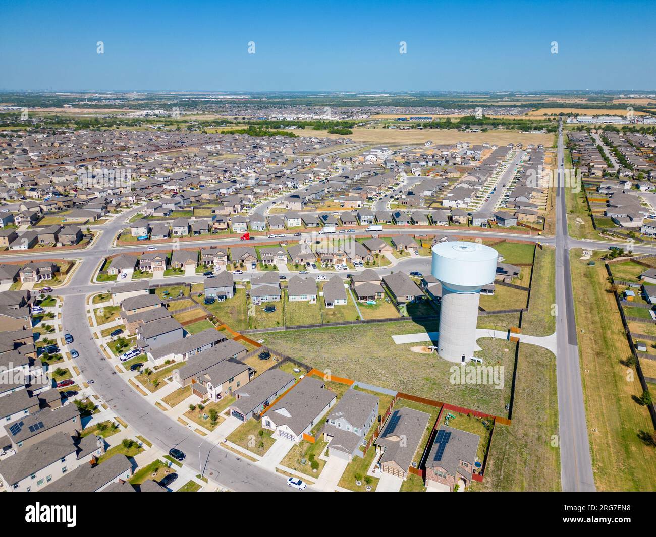 Aerial photo Manor Texas neighborhood homes with water tower community ...