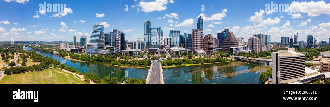 Aerial panorama Downtown Austin Texas USA Stock Photo - Alamy
