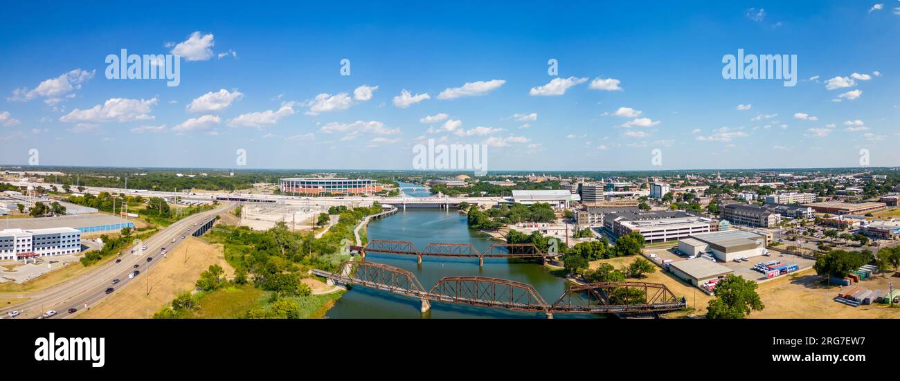 Aerial panorama Waco Texas Brazos River circa July 2023 Stock Photo - Alamy