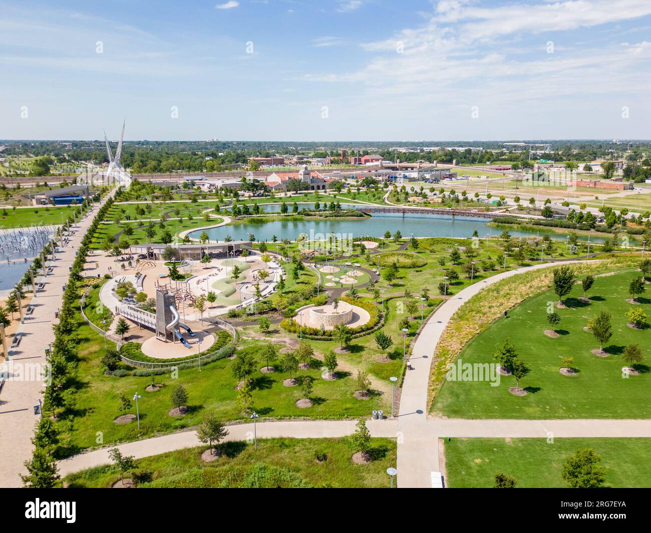 Aerial drone photo Scissortail Park Oklahoma City circa 2023 Stock ...