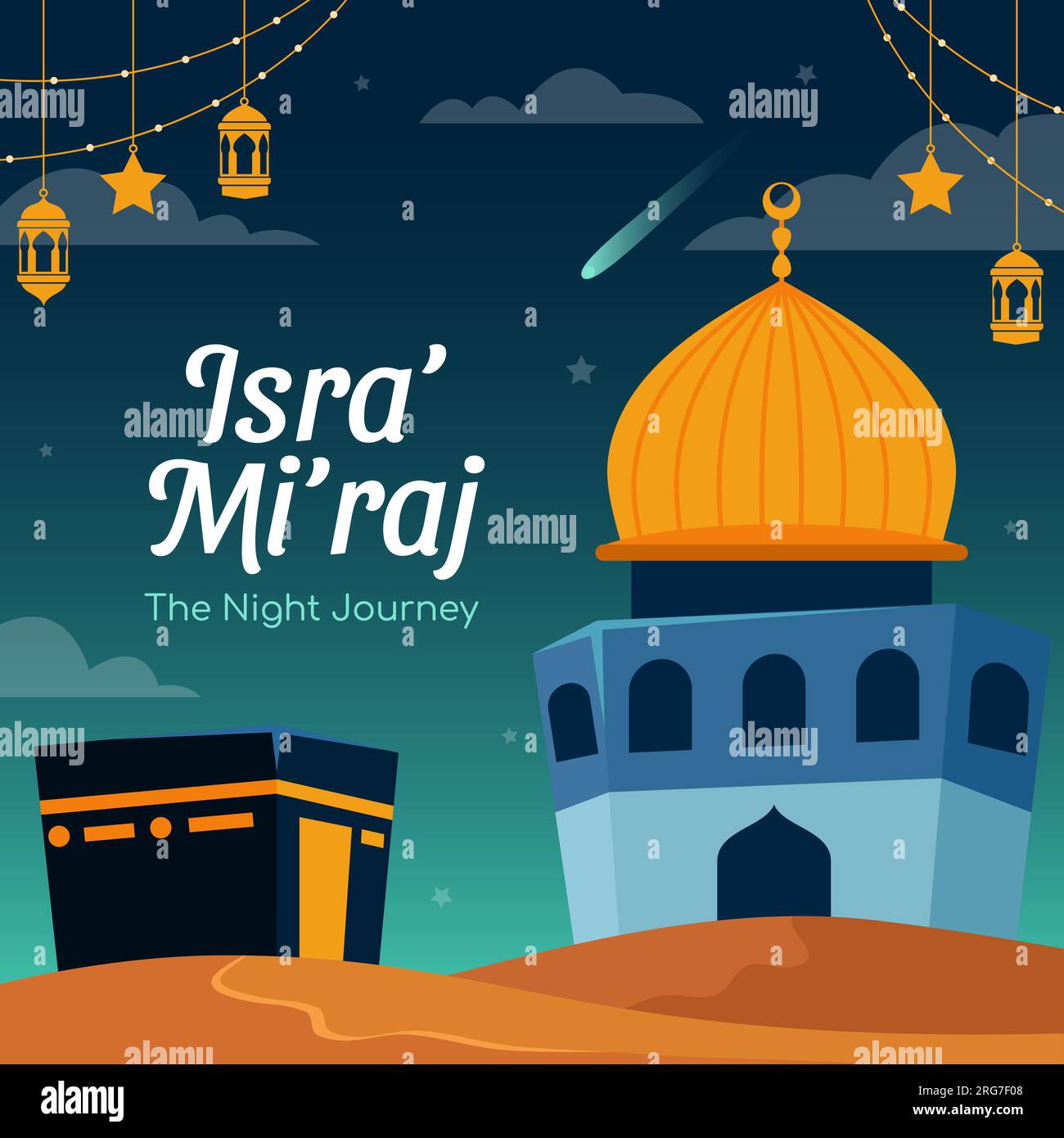 Remembering about spiritual night journey between two holy place Stock ...