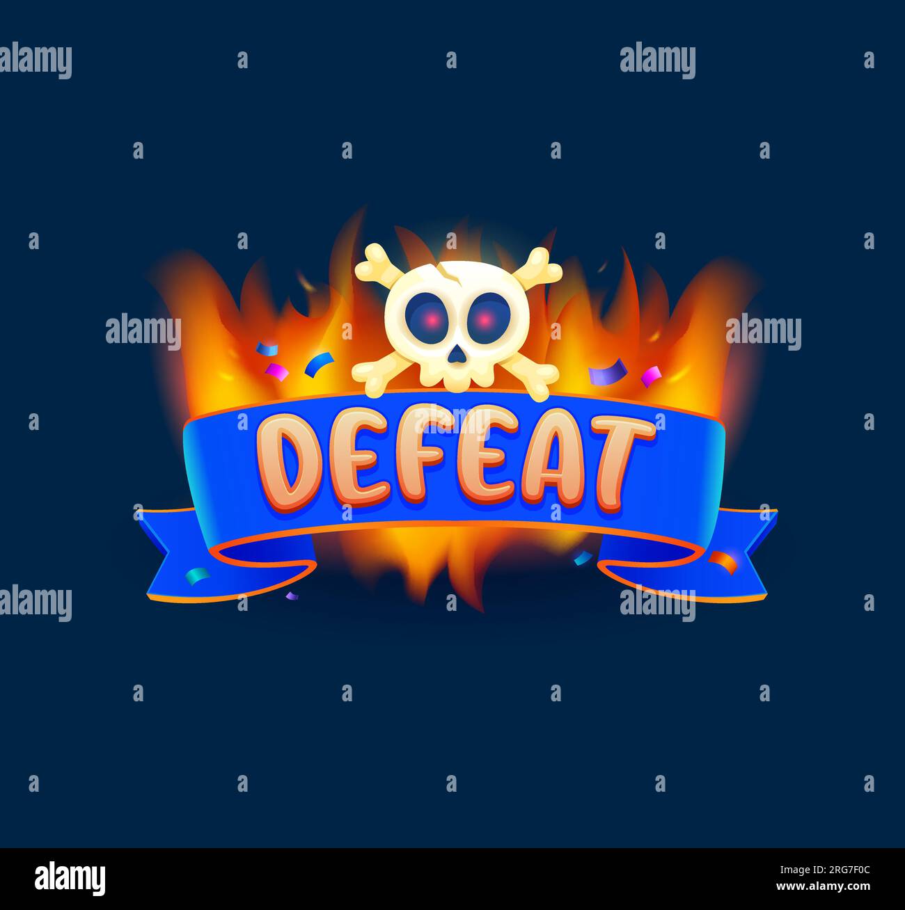 Defeat game badge or shield, ui vector banner featuring a menacing ...