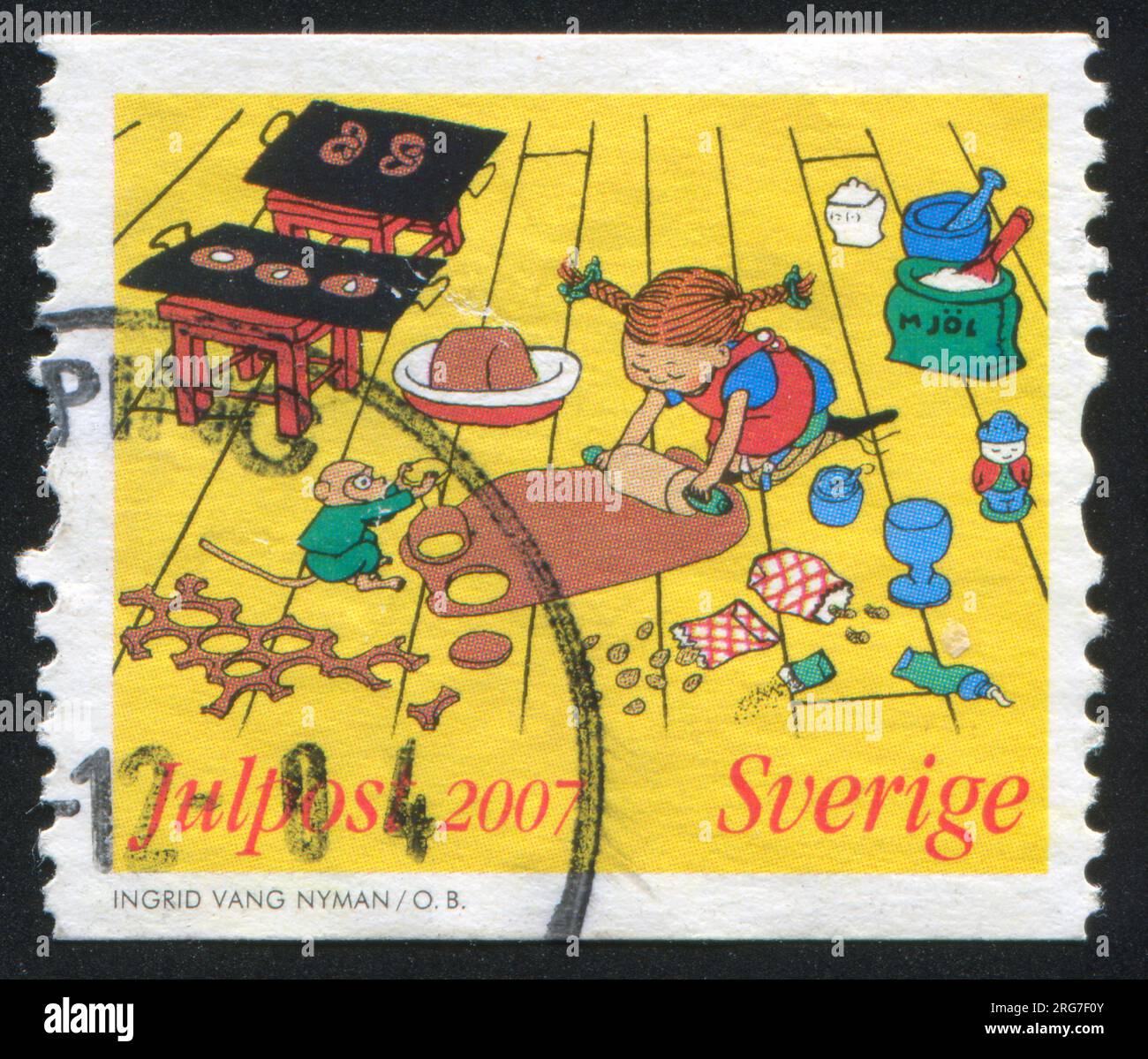 SWEDEN - CIRCA 2007: stamp printed by Sweden, shows Pippi Longstocking ...