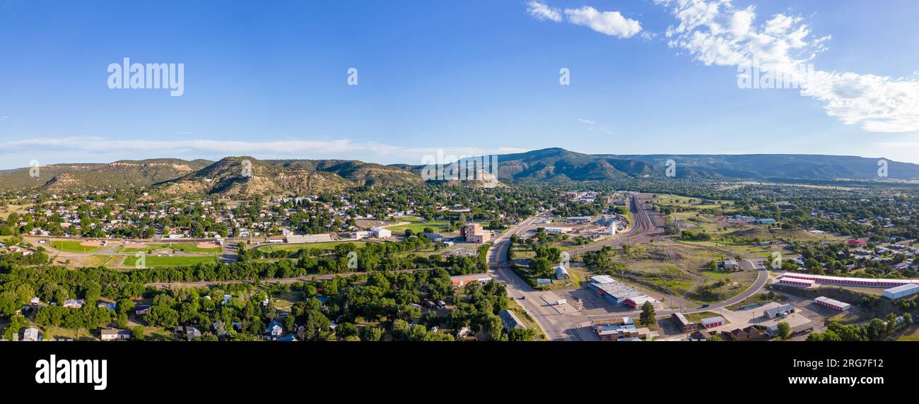 Aerial panoramic photo Raton New Mexico view of Sugarite Canyon State ...