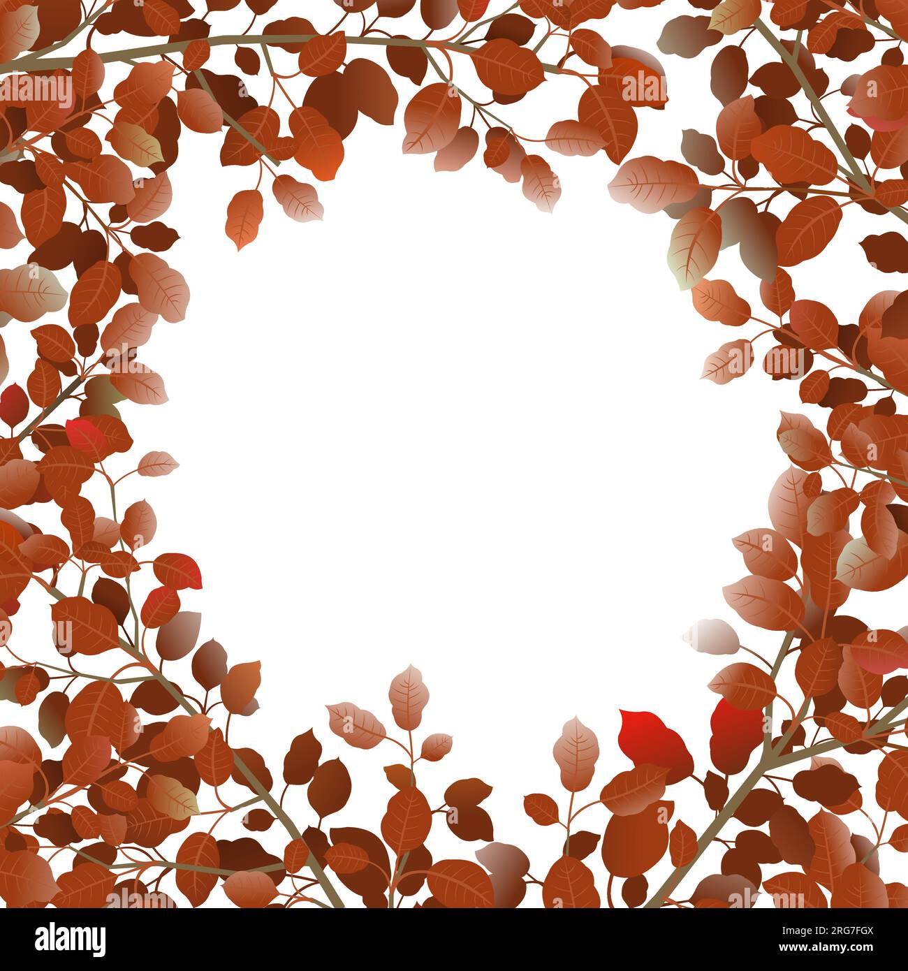 Tree branches with autumn leaves around edge of picture. Frame from ...