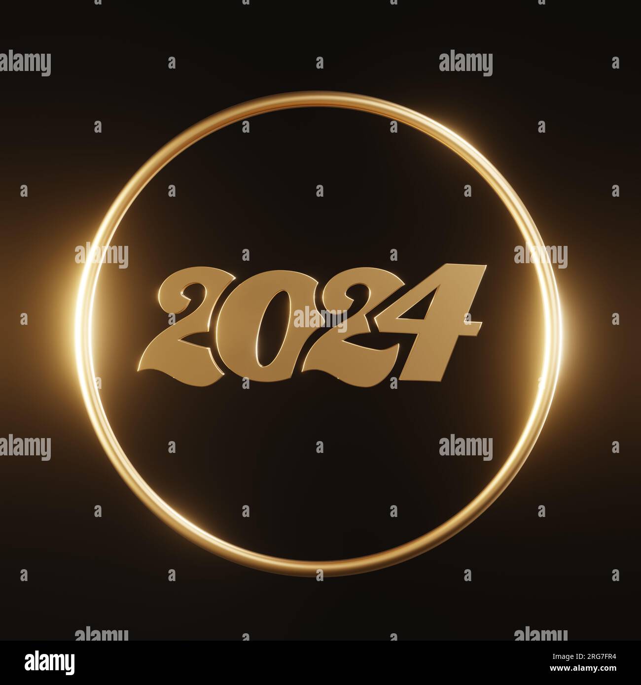 Golden 2024 on a black background with golden decoration, New Years ...