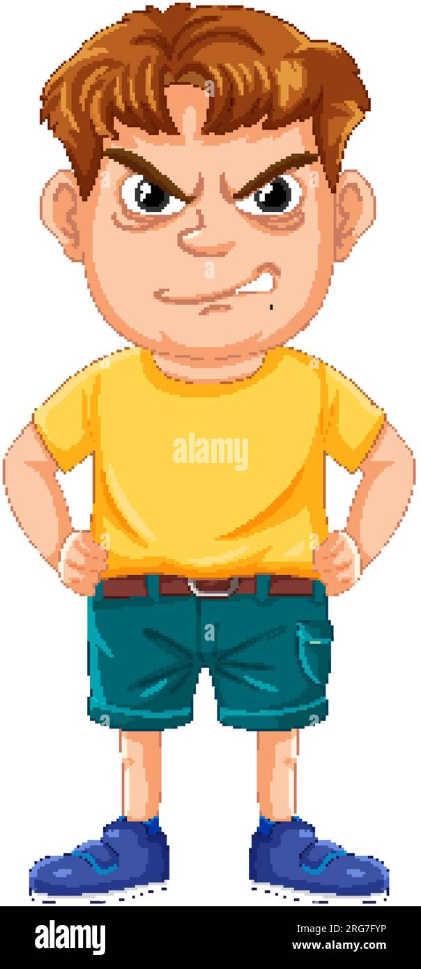 An angry cartoon boy character in vector illustration style Stock ...