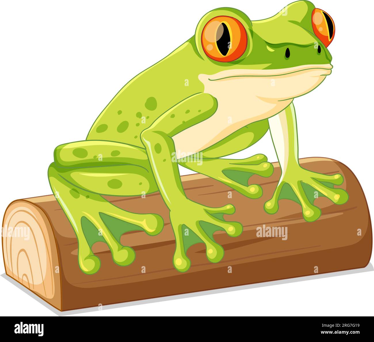 A cheerful cartoon illustration of a green frog, isolated on a white ...