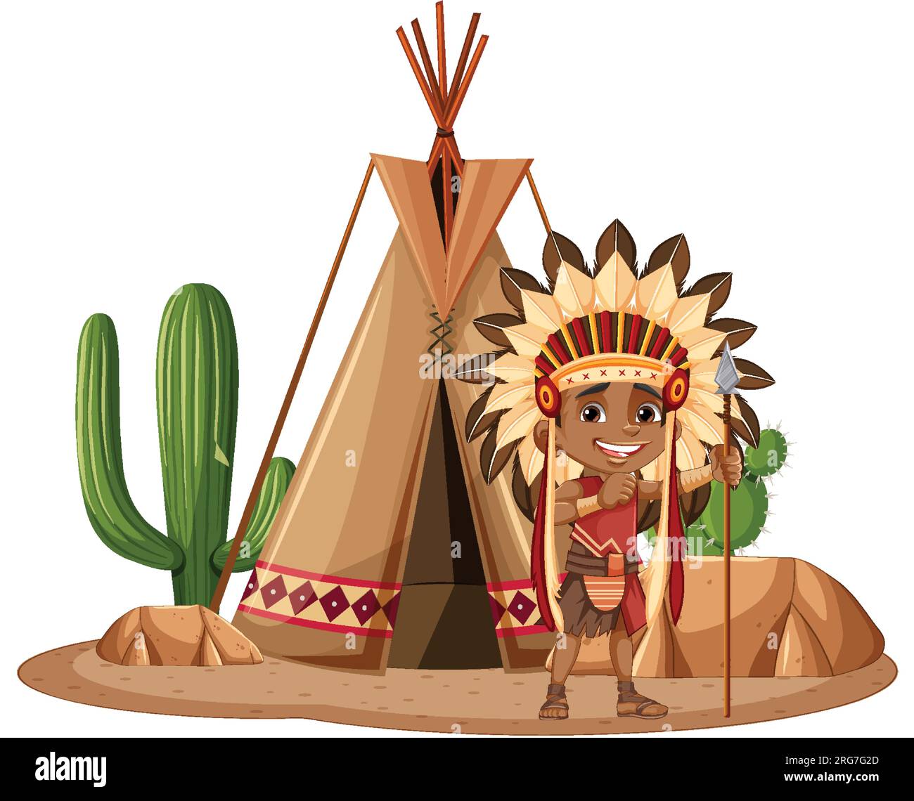 Indigenous people in front of their house illustration Stock Vector ...