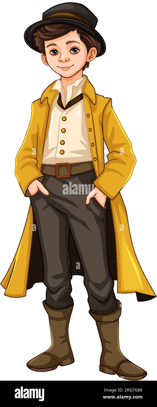 A man wearing a traditional Victorian-style outfit in a vector cartoon ...