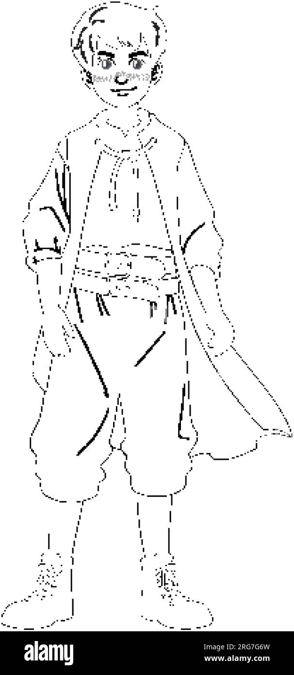 A cartoon illustration of a man wearing a medieval villager outfit ...