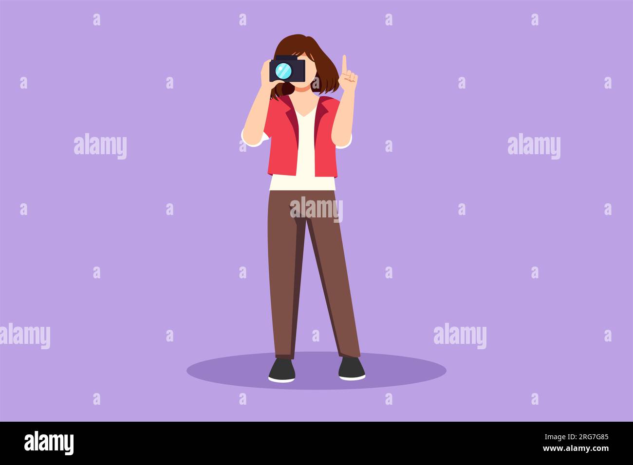 Character flat drawing pretty woman photographer using professional ...